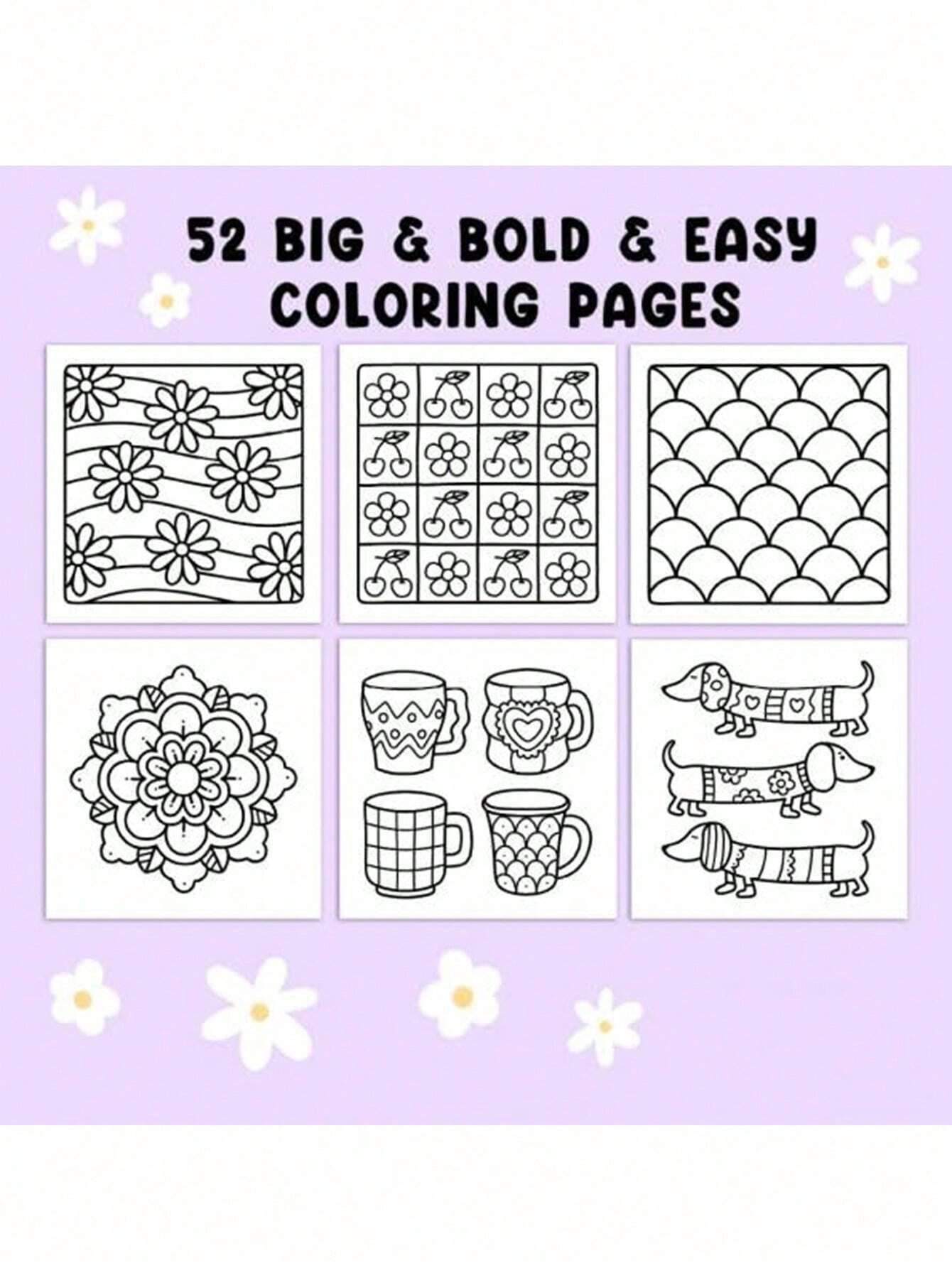 Comfy Patterns: Coloring Book Bold And Easy, Simple And Big Designs For ...