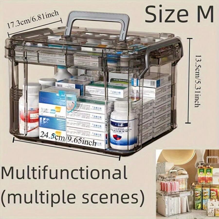 Multi-Functional Family Medicine Box, Transparent Dual Layer Storage ...