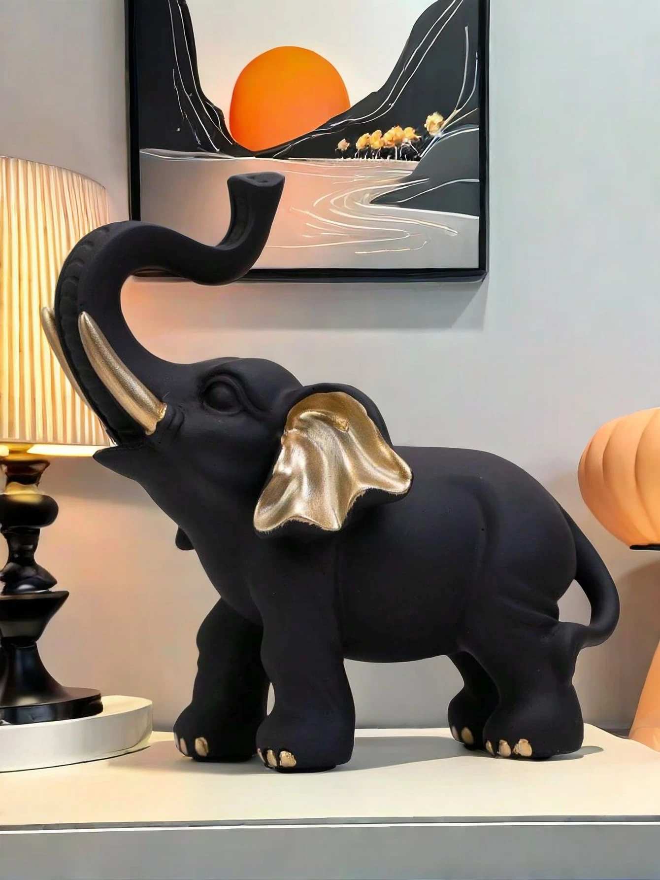 1pc Lucky Elephant Statue Figurine Feng Shui Elephant Decoration For ...