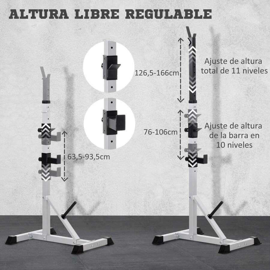 HOMCOM HOMCOM Adjustable Height Weight Barbell Rack Steel Frame Weight ...