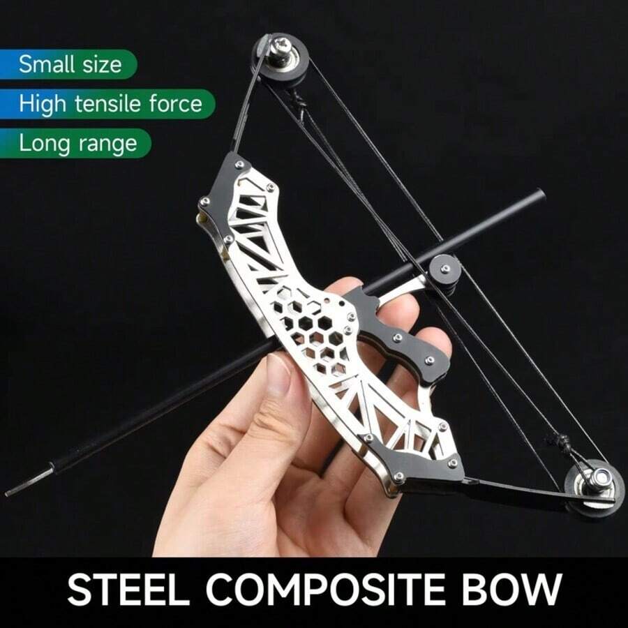 1 Hand-Held Mini Compound Bow, Hollow Pulley Short-Axis Bow, Stainless ...