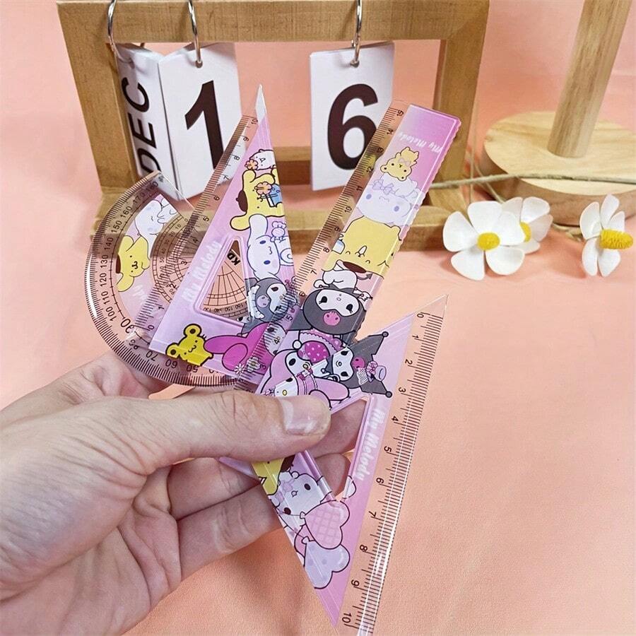 Sanrio Sanrio Cute Cartoon Ruler Set: 4-In-1 Geometric Set With ...