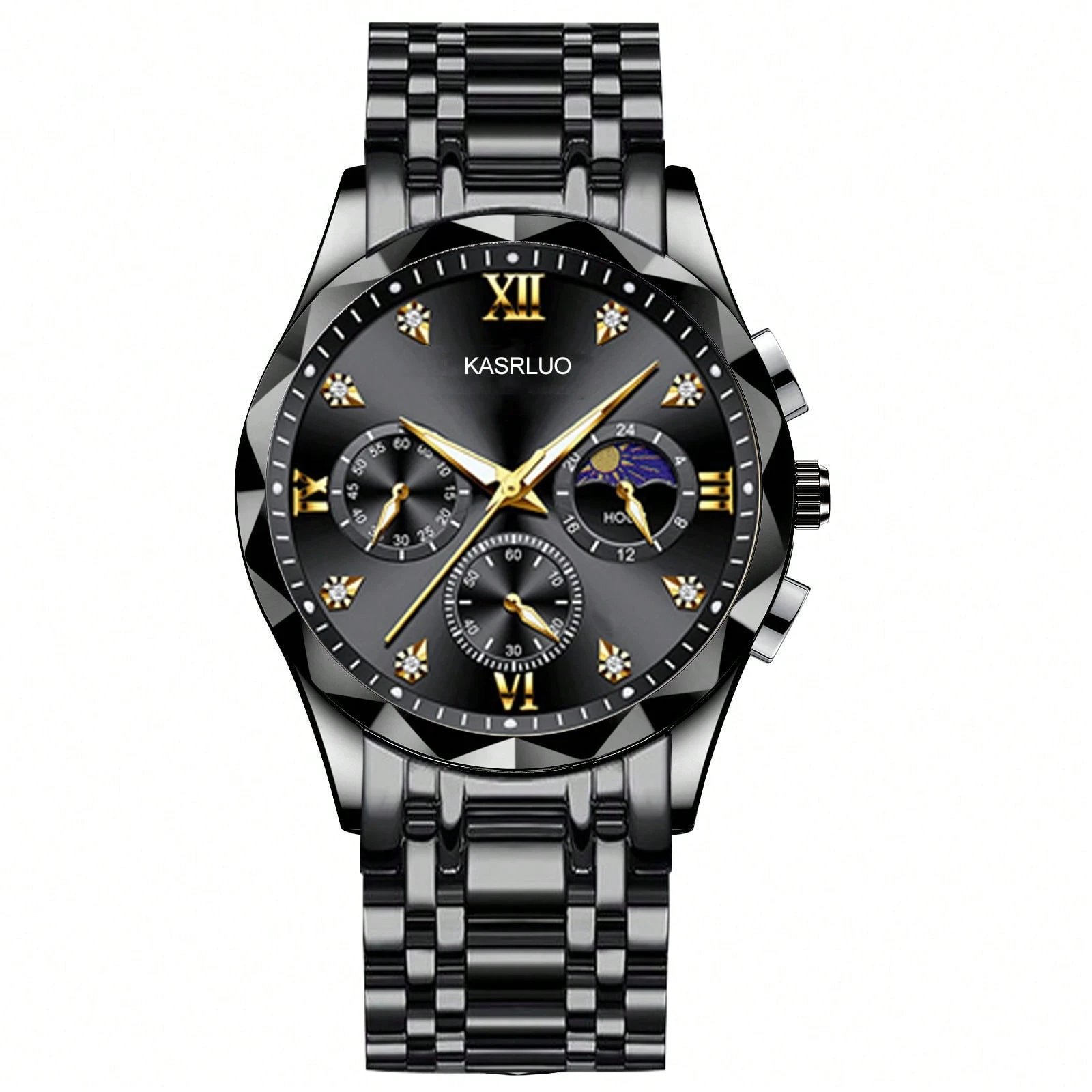 KASRLUO New Men's Stainless Steel Quartz Wrist Watch, Multi-Dial ...