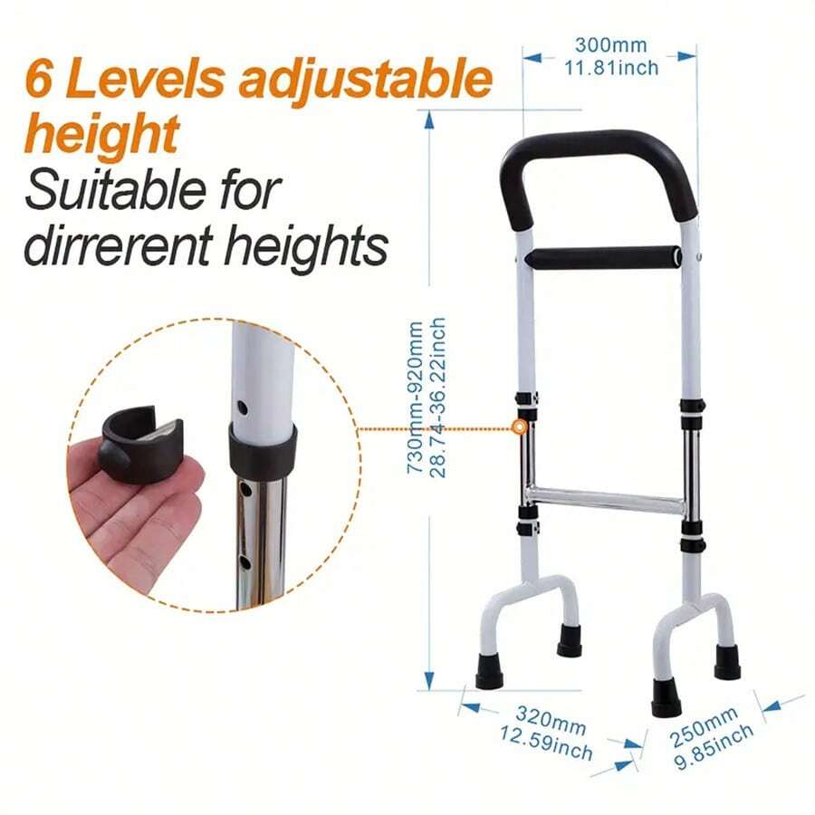 Black Bedside Grab Bar, Elderly Adjustable Bed Assist Handle Handrail ...