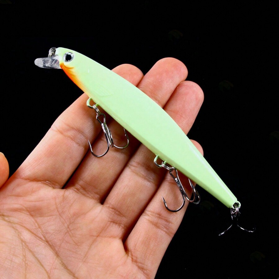 11cm 13g Minnow Lure With Inner Laser 3d Eyes, Hard Plastic Artificial Fishing Lure For Slow ...