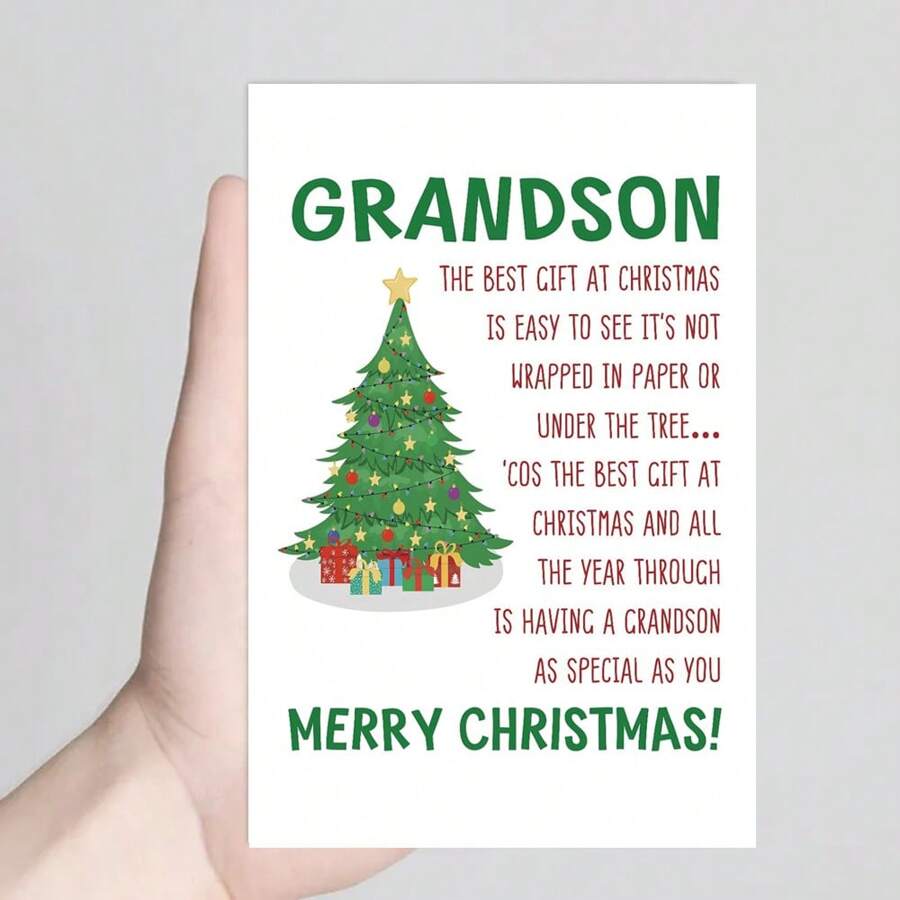 1PC, Funny Christmas Card For Grandson, Humor Grandson Christmas Card ...