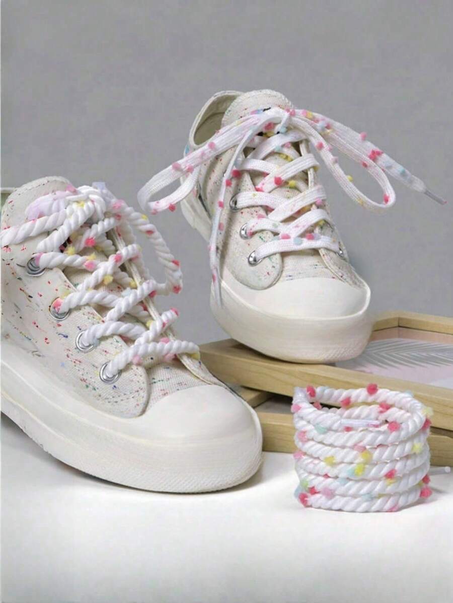 1pair Rainbow Wave Point Element Structure Canvas Shoes, Board Shoes ...