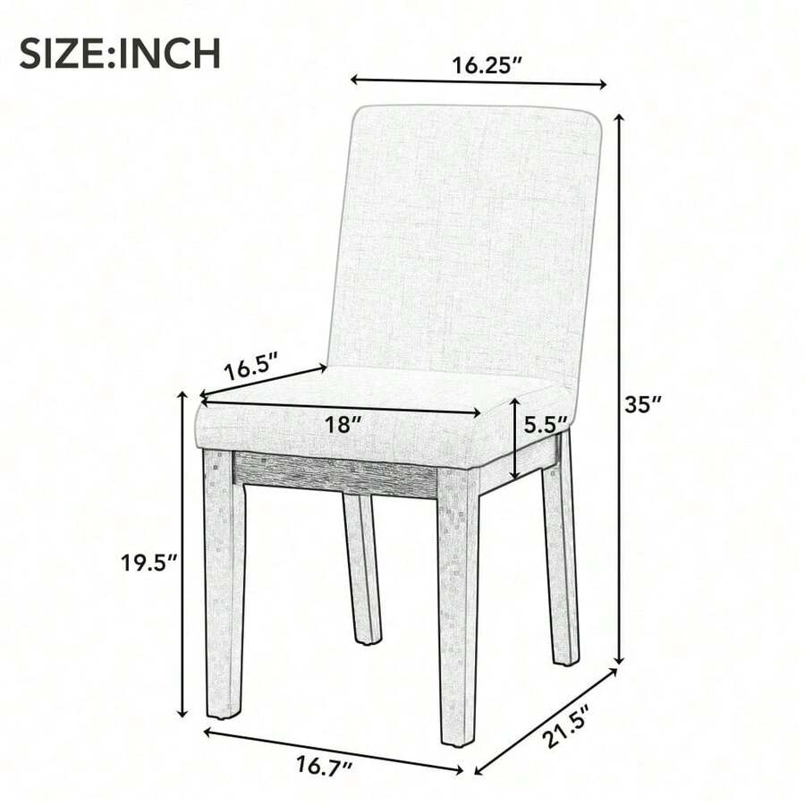 TREXM Simple And Modern 4-Piece Upholstered Chairs With White Legs For ...