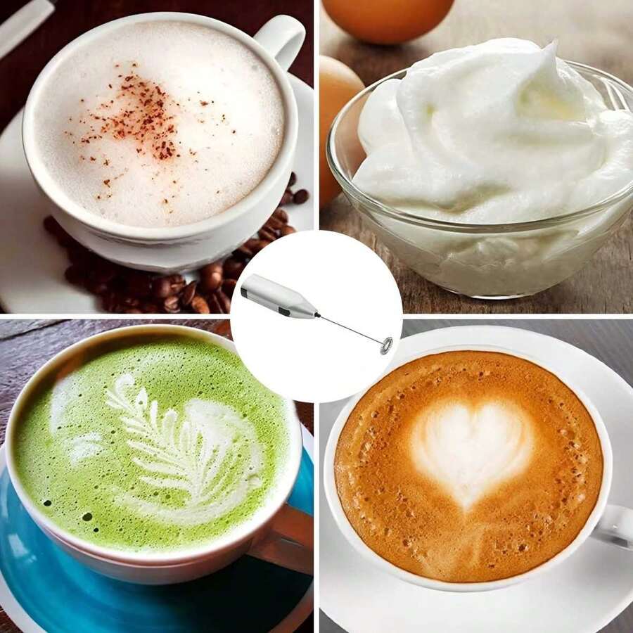 Electric Milk Frother, Handheld Mini Coffee Foamer, With Stainless ...