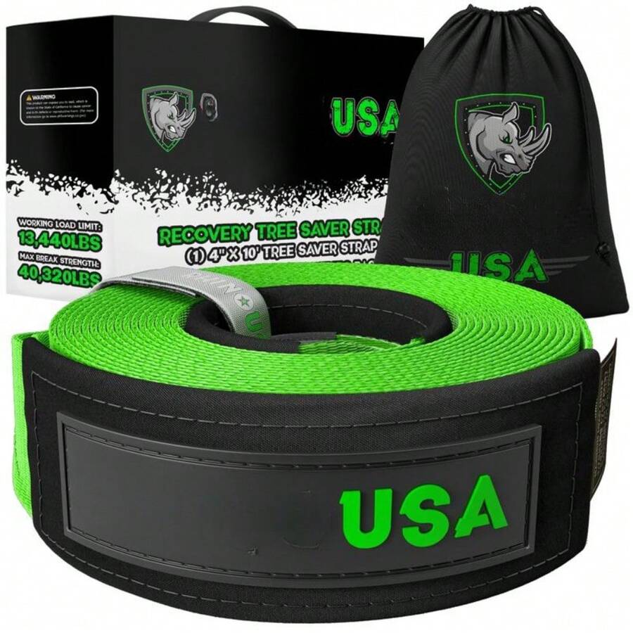 Rhino USA Tree Saver Tow Strap (4" X 10') 40,320 Lb Break Strength With ...