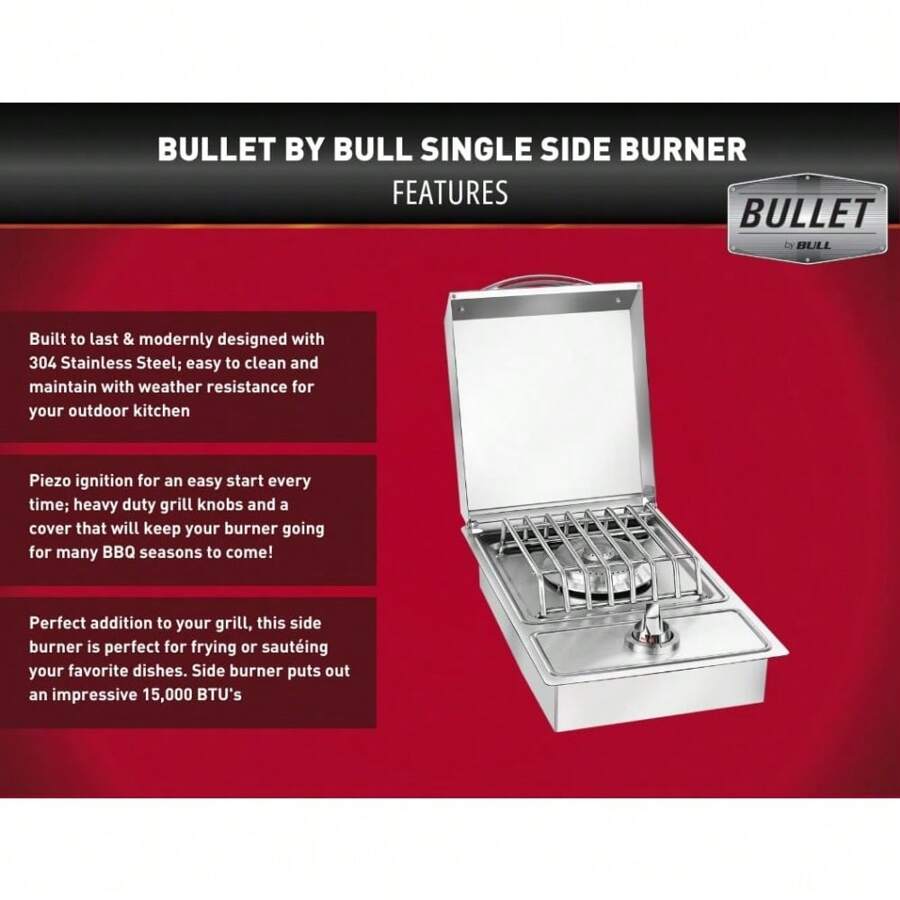 Bullet By Bull Classic Single Side Burner Stainless Steel Drop In For ...