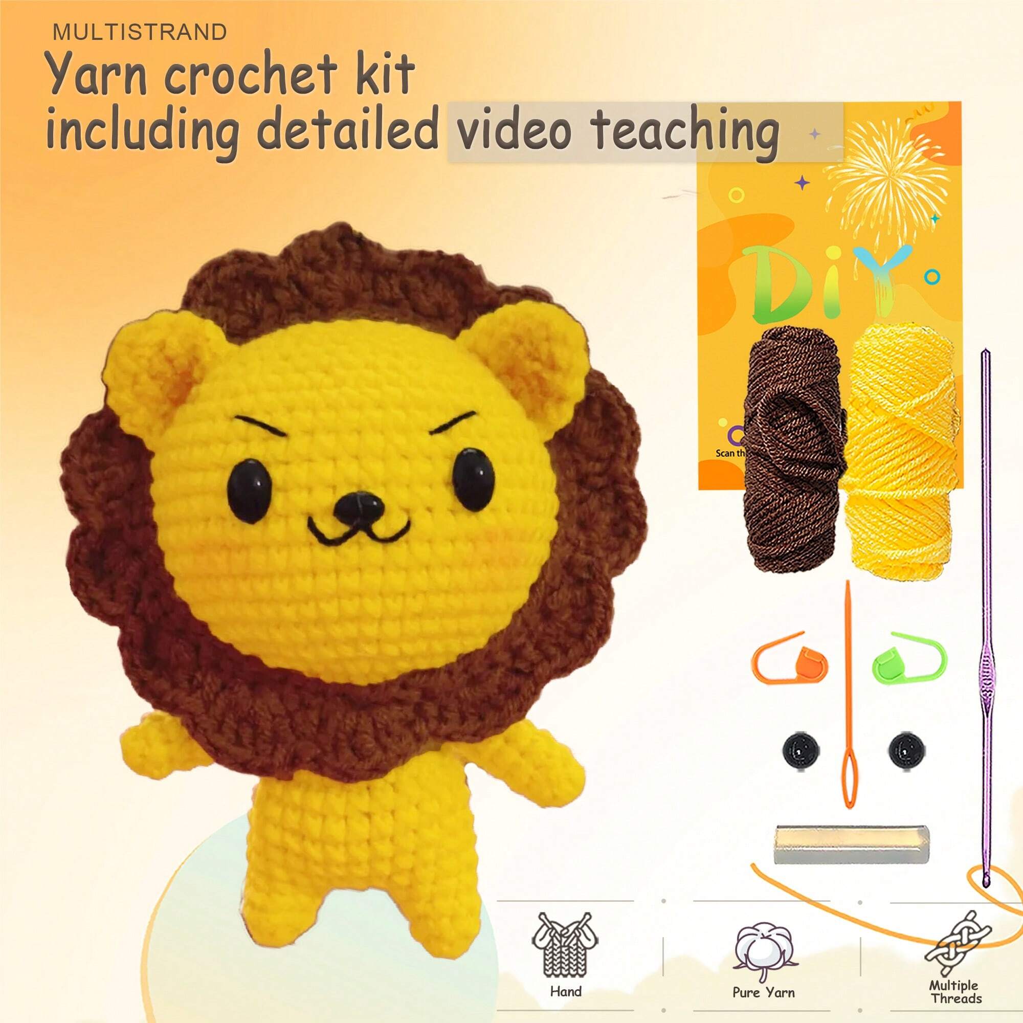 DIY Animals Crochet Material Kit Suitable For Starters Who Are New To ...