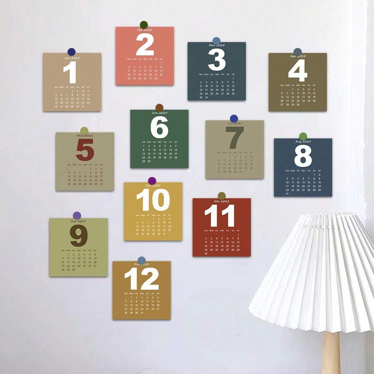 12 Sheets 2025 Monthly Calendar Cards, Mini Calendar Postcards For Wall ...
