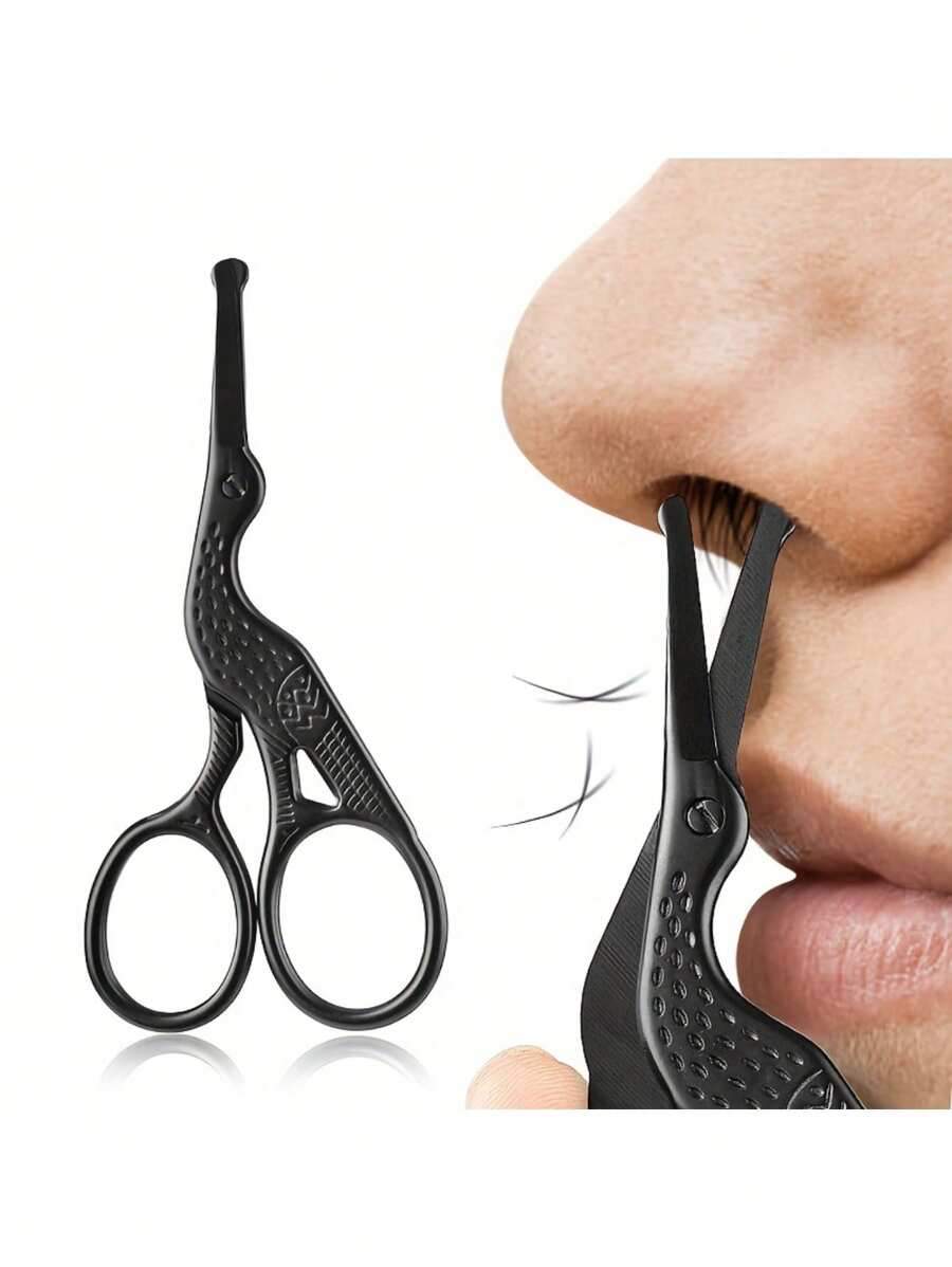 Safety Round Head Stainless Steel Nose Hair Scissors, Stork-Shaped ...