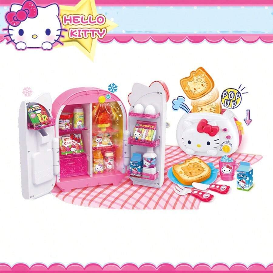 Hello Kitty Cat Shaped Mini Fridge Pretend Play Kitchen Toy, KT Cat ...