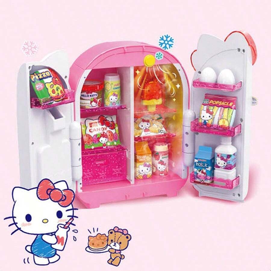 SANRI O Hello Kitty Cat Shaped Mini Fridge Pretend Play Kitchen Toy, KT ...