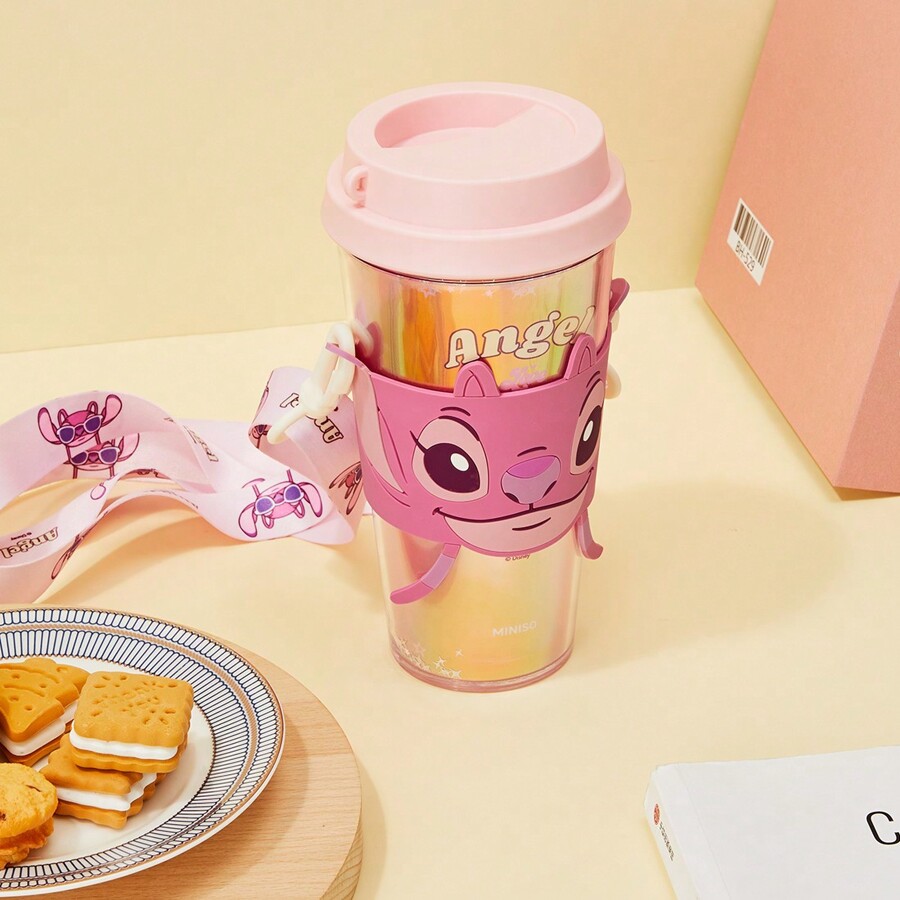 Miniso Miniso Lilo & Stitch Plastic Bottle With Sleeve And Strap,420ml ...