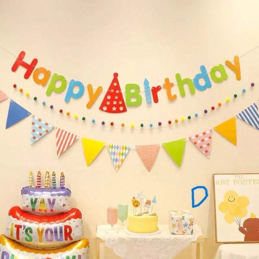 Birthday Decoration Streamer Banners And Flags For Children's First ...