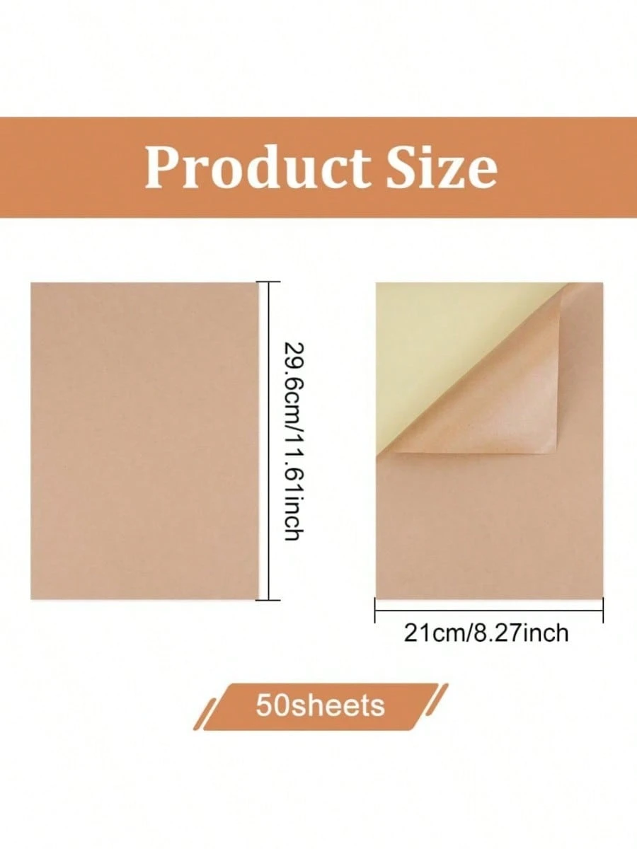 50 Sheets A4 Size Brown Kraft Label Stickers Self-Adhesive Writable And ...