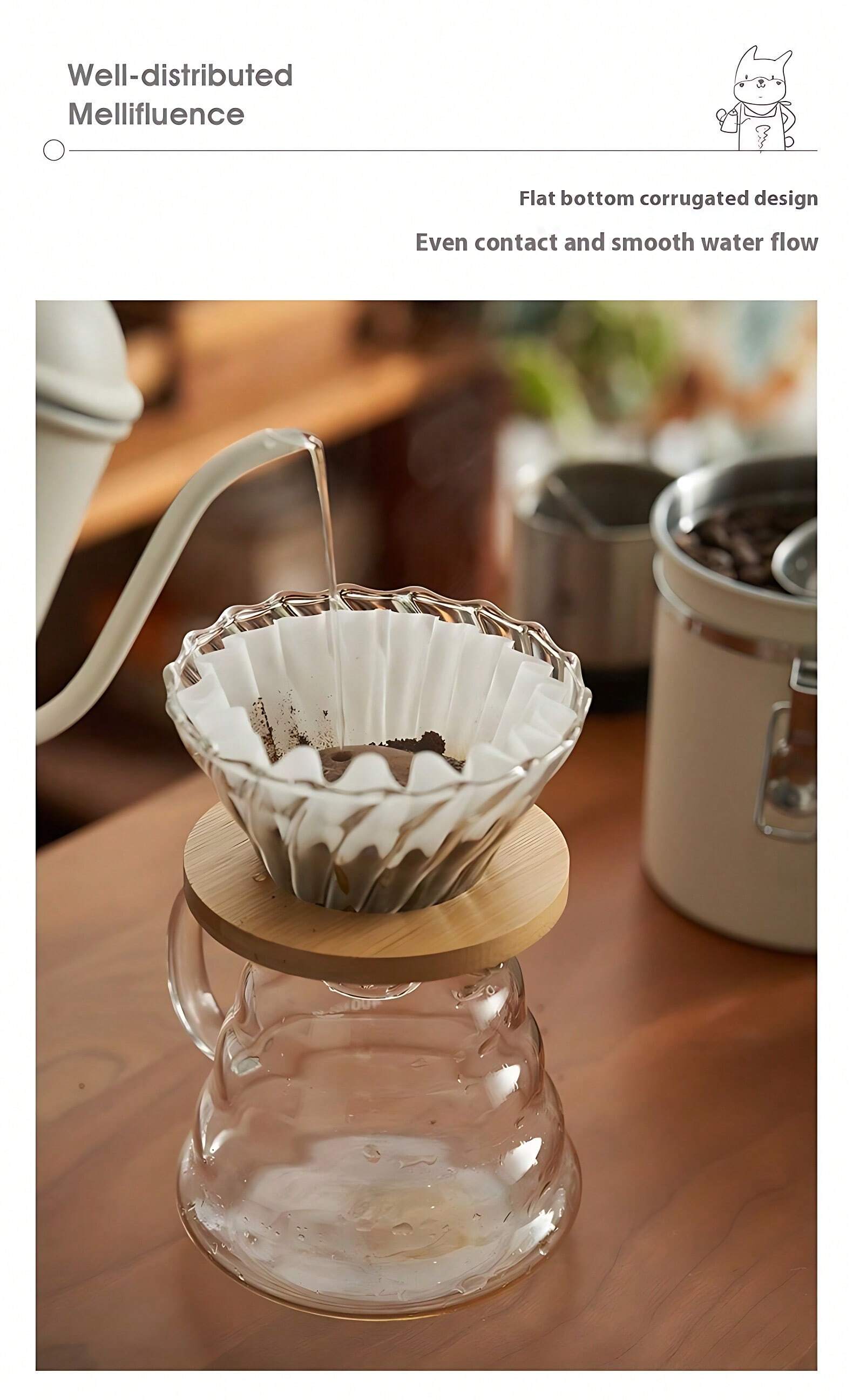 Hand-Brewed Coffee Filter Fan Paper-Shaped Hand Grinding Dripper Round ...