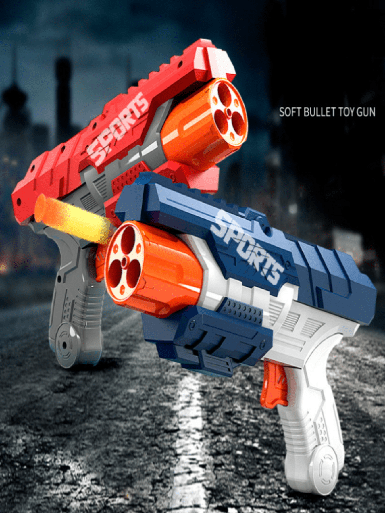 1pc Red, Gray And Blue Toy Gun, Soft Bullet Shooting Revolver Handgun ...