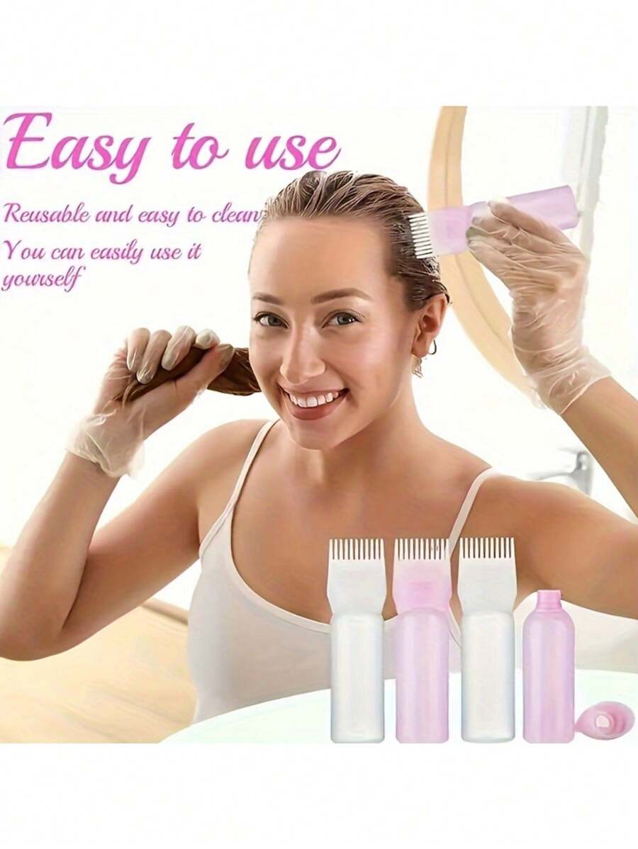 4.06oz Hair Color Bottle With Comb Shampoo And Applicator - Simple And ...