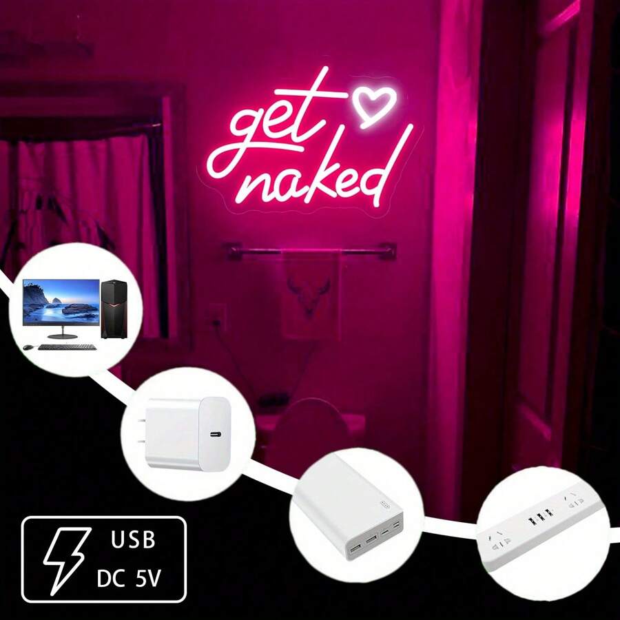 1 Pack Neon Sign, USB-Powered Neon Light LED Wall Decor Signs For ...