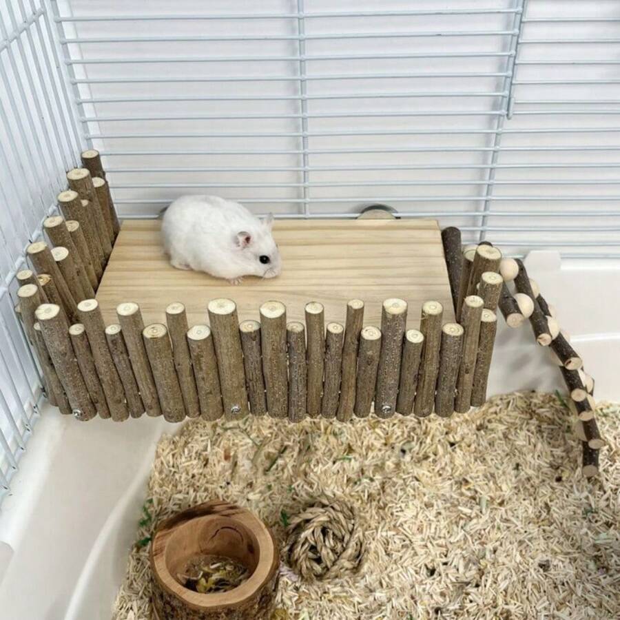 Wooden Hamster Platform With Climbing Ladder Chinchilla Platform ...