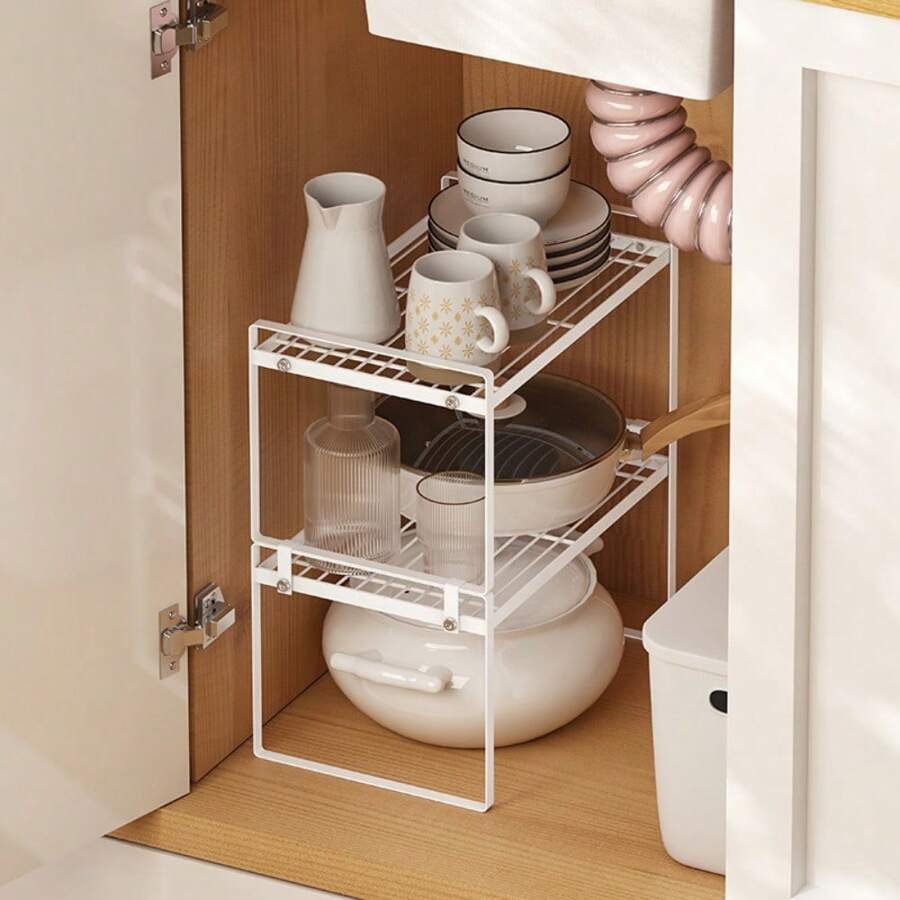 Multi-Tier Kitchen Organizer - Metal Cabinet Divider & Countertop ...