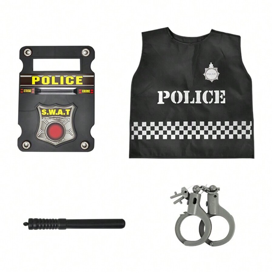 SWAT Police Officer Costume For Kids, Pretend Police Vest With ...
