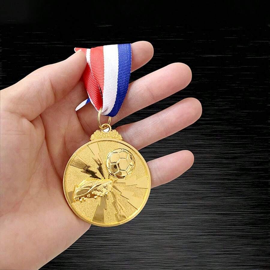 1pc Football Medal, Zinc Alloy Gold, Silver Or Bronze Sports Award ...