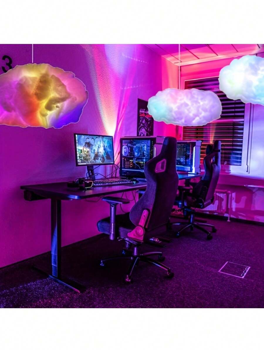 3D Big Cloud Light Kit, Music Sync RGB Multicolor Changing Strip Lights ...