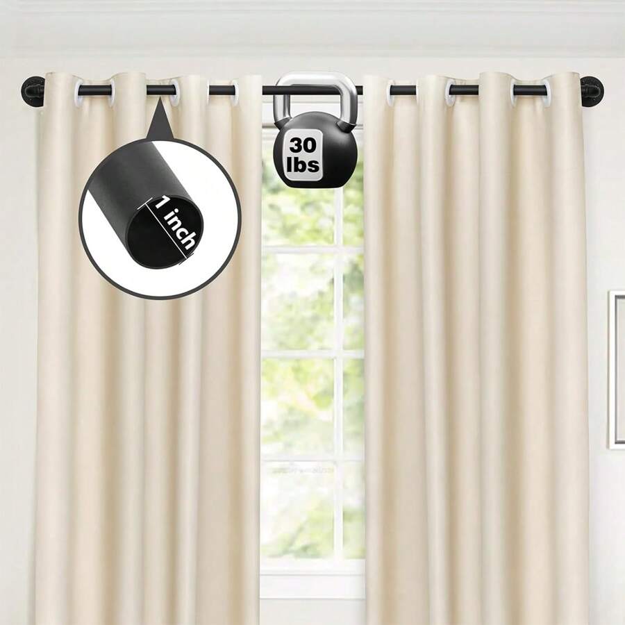 Blackout Curtain Rods For Windows 34 To 48 Inch, Industrial Curtain ...