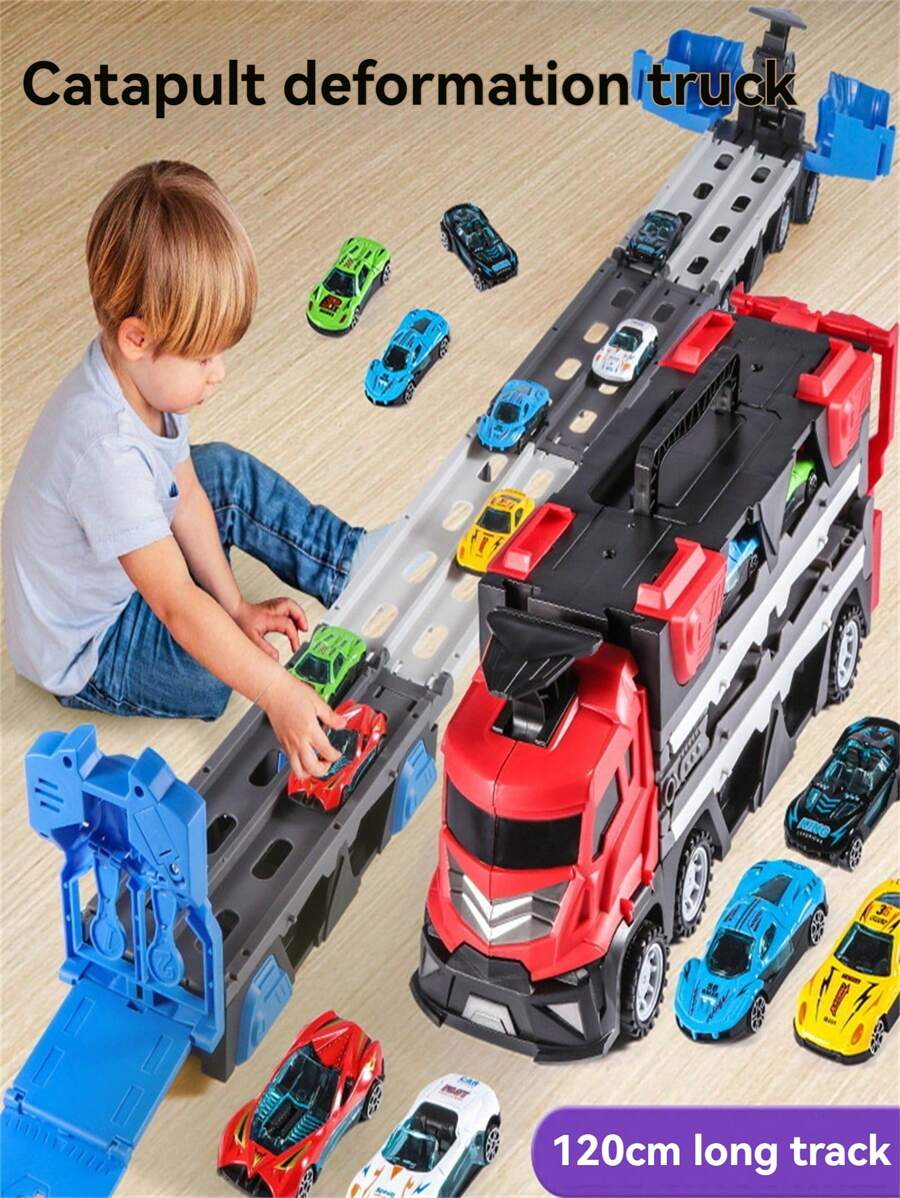 Children's Hand-Held Container Folding Transforming Track Car, Extra ...