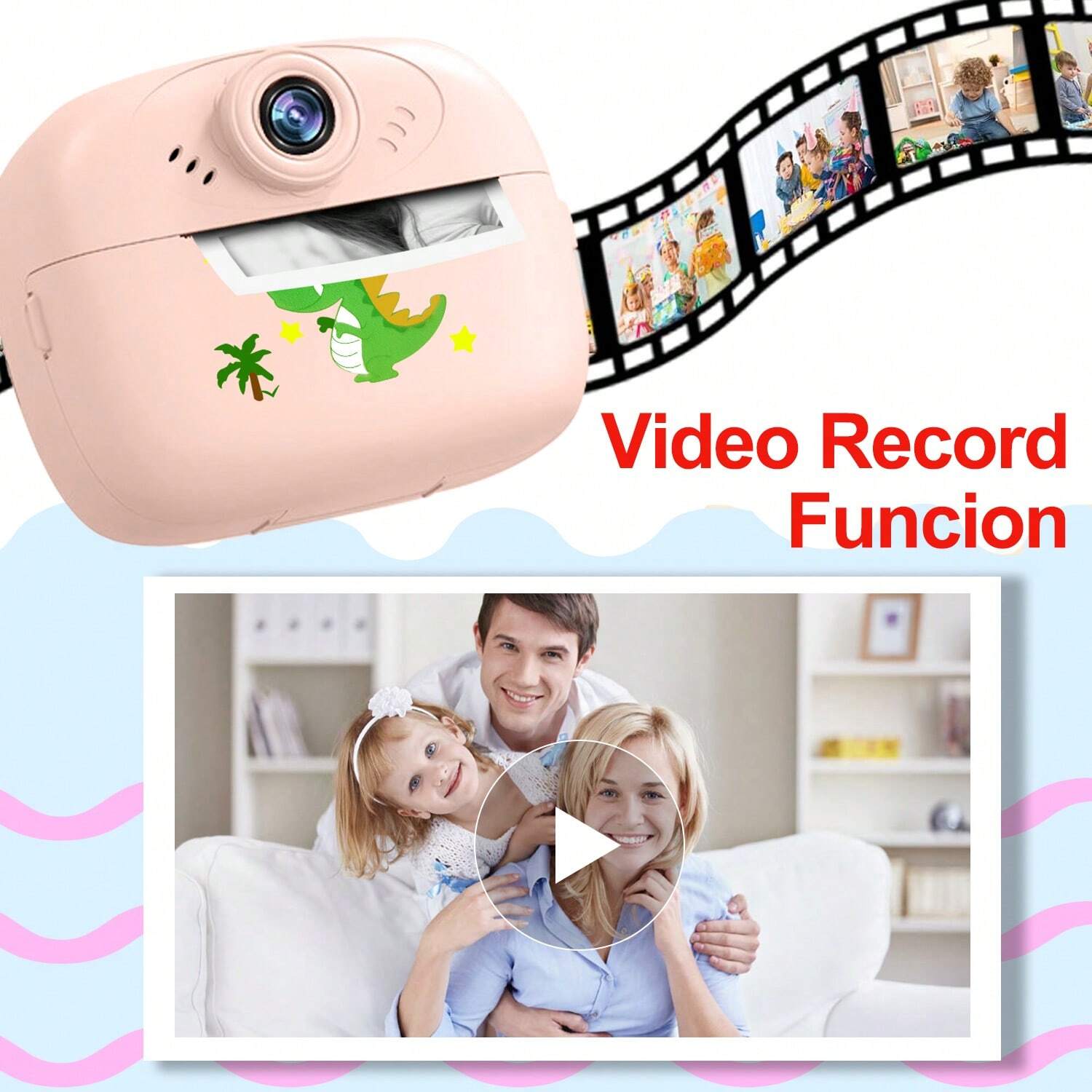 Kids Camera Instant Print, Screen Camera For Children Dinosaur Children ...