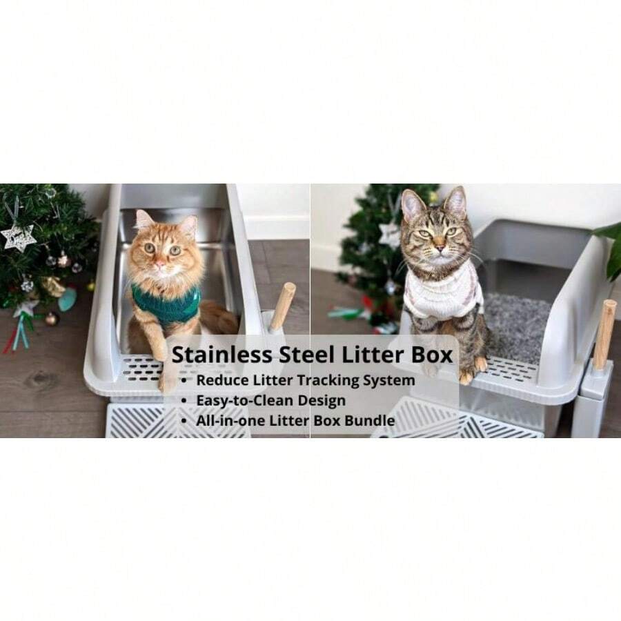 Full Enclosed XL Convertible Stainless Steel Litter Box With Leak-Proof ...