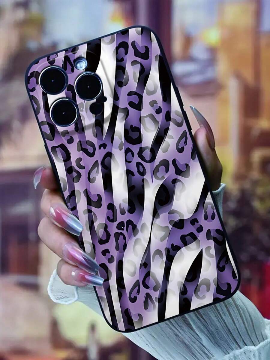 Apple Animal Cheetah 1pc Purple Ombre Leopard Print Camera Lens Phone Case Compatible With ...