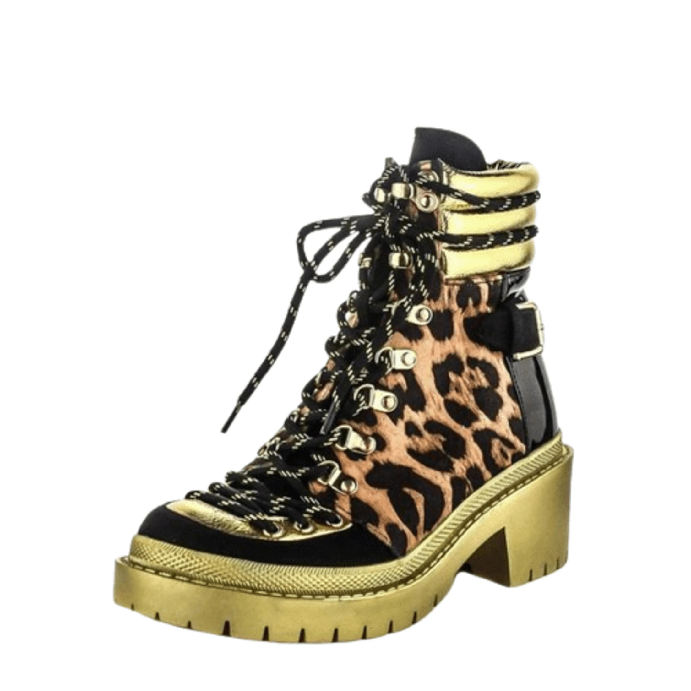 Cape Robbin Cape Robbin Summit Leopard Gold Combat Bootie Lug Sole Lace ...