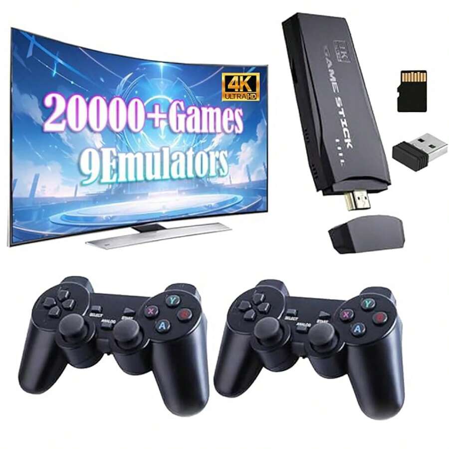 M8 Retro Game-Stick, Revisit Classic Games With Built-In 9 Emulators, 20,000+ Games, 4K HDMI ...