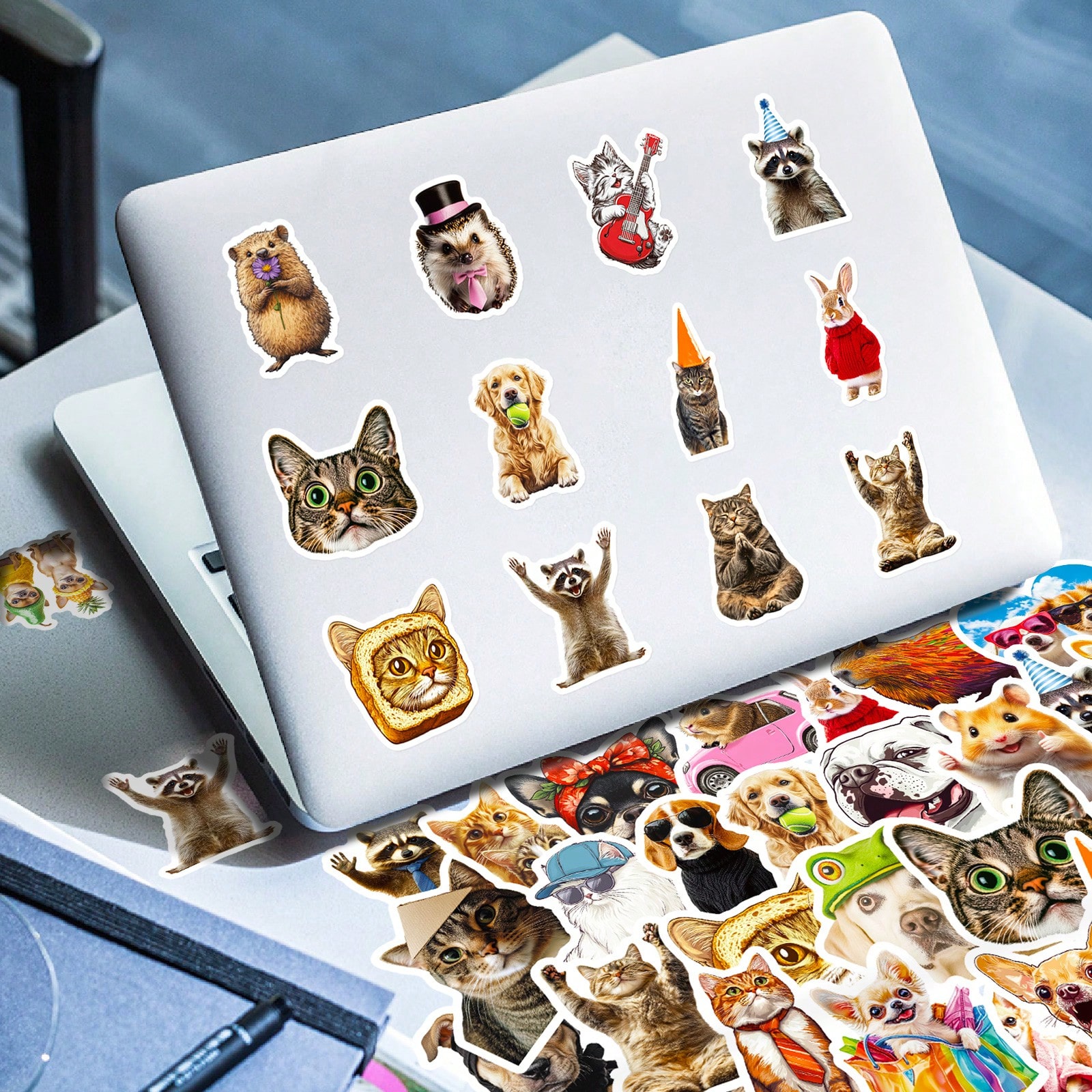 100Pcs Animal Stickers, Cute Cat Hamster Dog Sticker Pack For ...