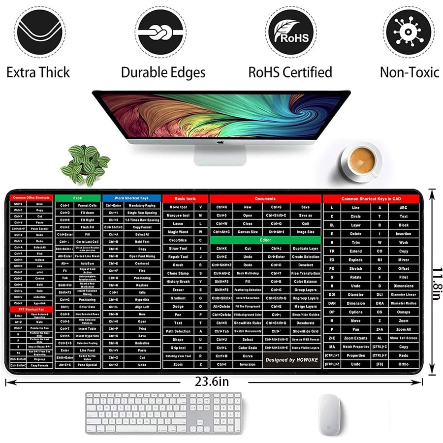 1pc Keyboard Shortcut Mouse Pad Office Excel Word Ppt Shortcuts Cheat