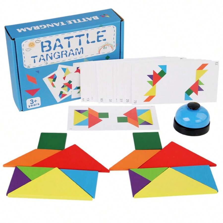 Children's Wooden Tangram Puzzle Games With Buzzer, 48 Double-Sided ...