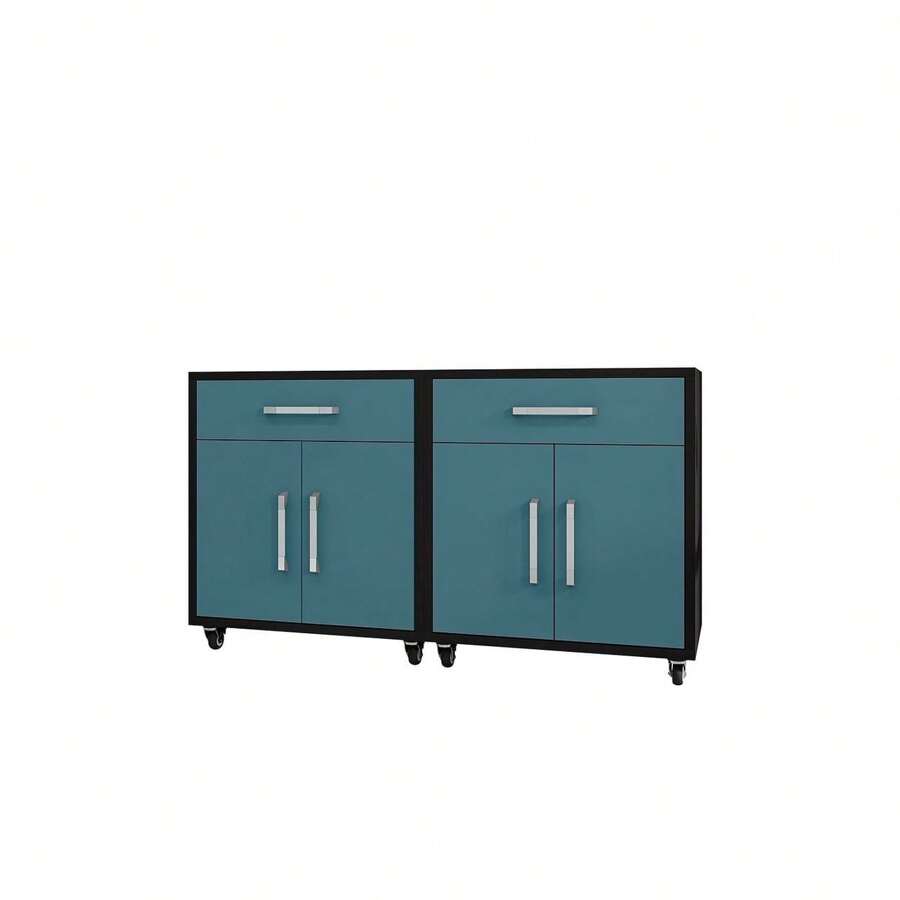 Manhattan Comfort Eiffel Mobile Garage Cabinet Set Of 2 Modern Grey ...