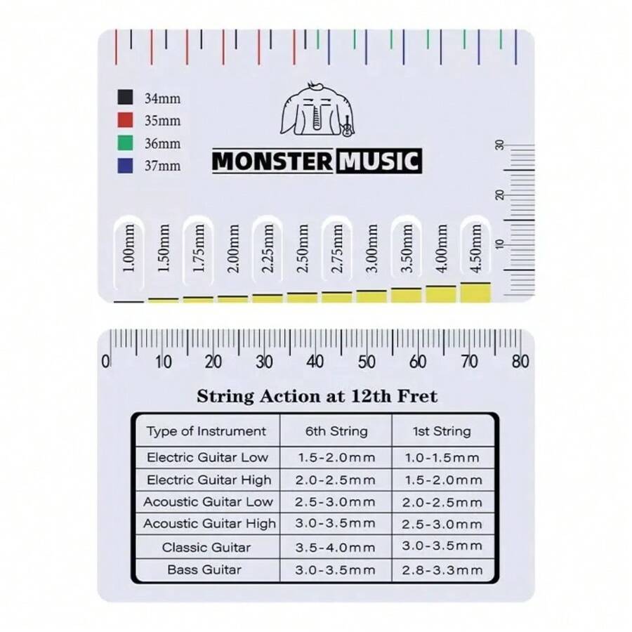 Stainless Steel Guitar String Action Ruler, PVC Instrument Measuring ... Stainless Steel Guitar String Action Ruler, PVC Instrument Measuring ...
