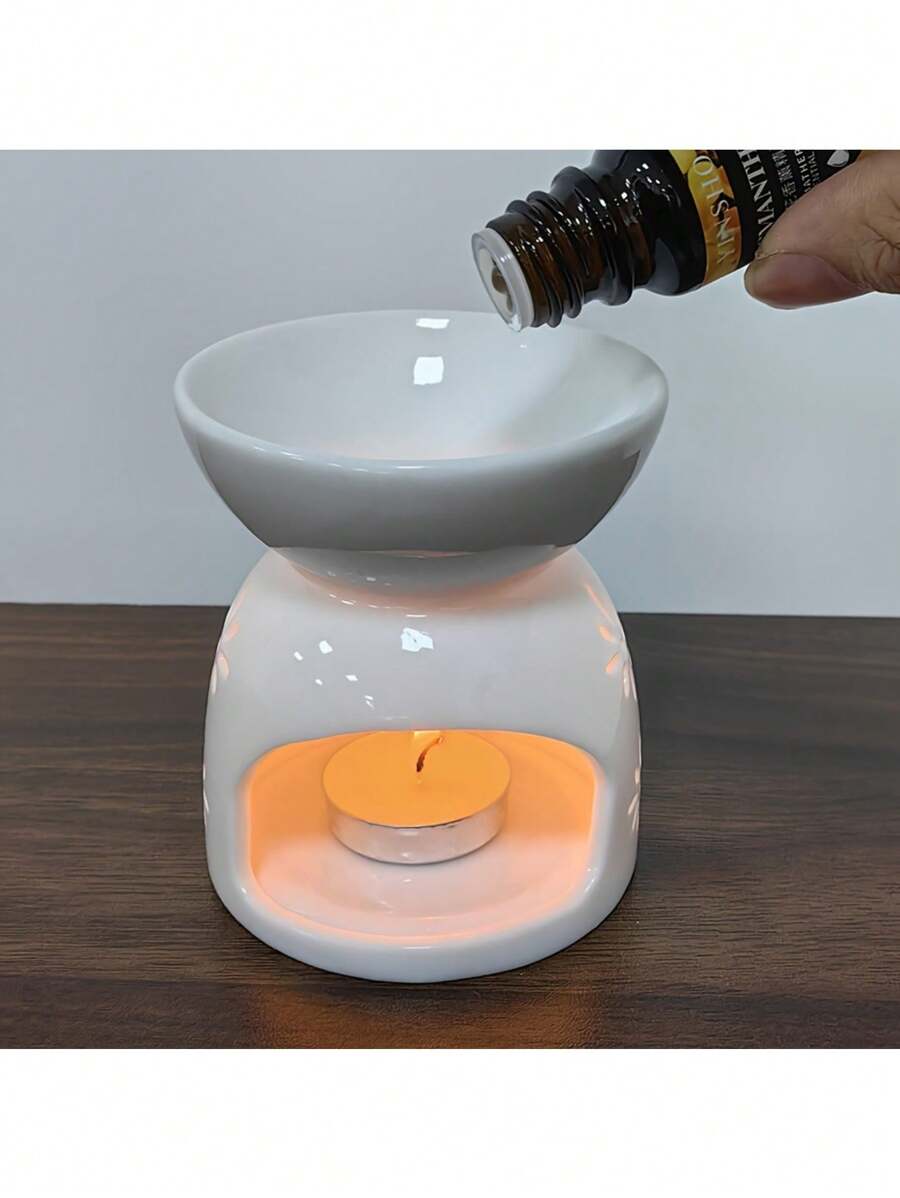 1pc Ceramic Floral Hollow Aromatherapy Burner, Wax Melting Diffuser ...