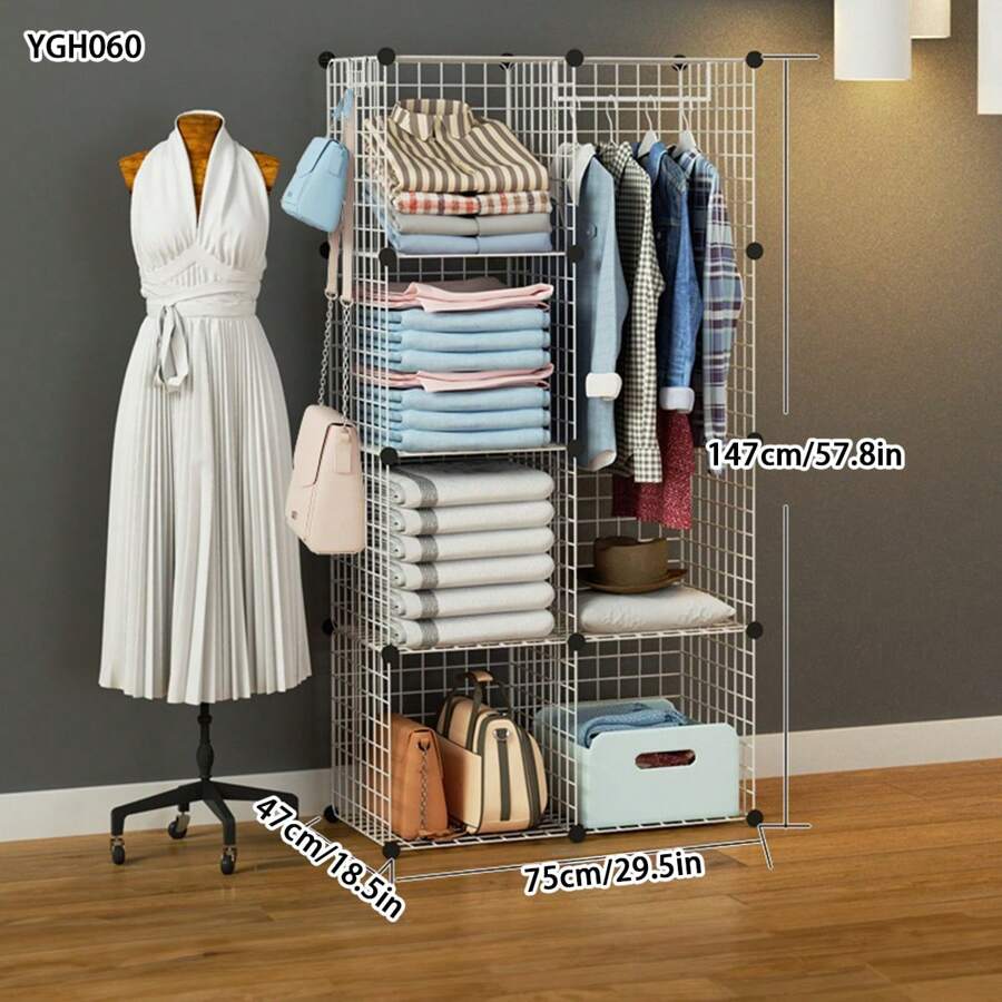 Open Wardrobe Clothes Rack For Balcony, Easy Assembly Steel Frame ...