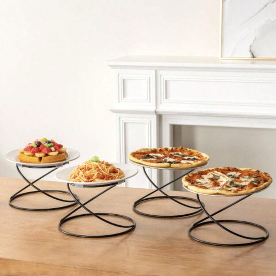 MyGift 4pcs Black Wire Spiral Food Pizza Stands For Tables, Metal Pizza ...