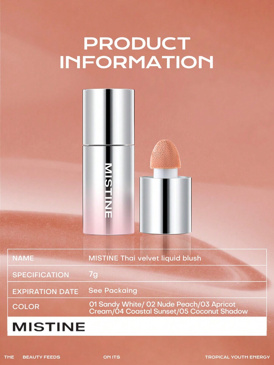 MISTINE Blush Líquido Thai Latte 7g 01 Areia Branco Translúcido ...