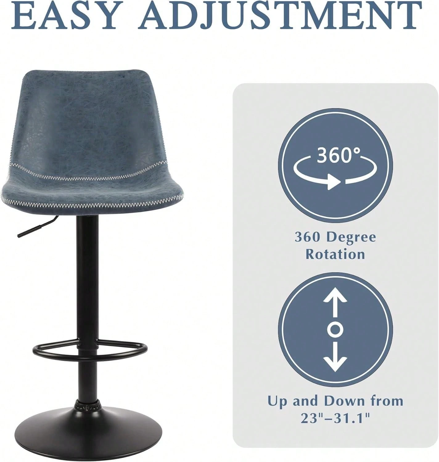 Bar Stools Set Of 2 Adjustable Swivel Bar Stools With Backs Deep Teal ...