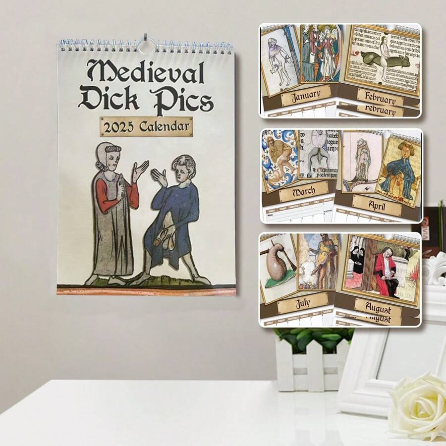 1pc Medieval Pics 2025 Calendar,Prank Medieval Wall Calendar,Funny Wall ...